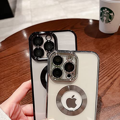 LOOBIVAL Compatible with iPhone 13 Pro Max Case with Camera Lens Protector,Logo View for Women Men, Soft Clear Back Cover, Luxury for iPhone 13 Pro Max Phone Cases (iphone13proMax, Green)