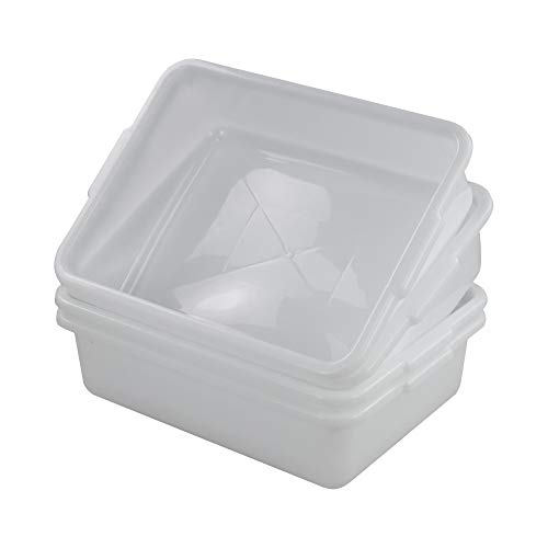 Joyeen Wash Basin Tub, Plastic Dish Pan 8 Liter, White Bus Tubs, Set of 4