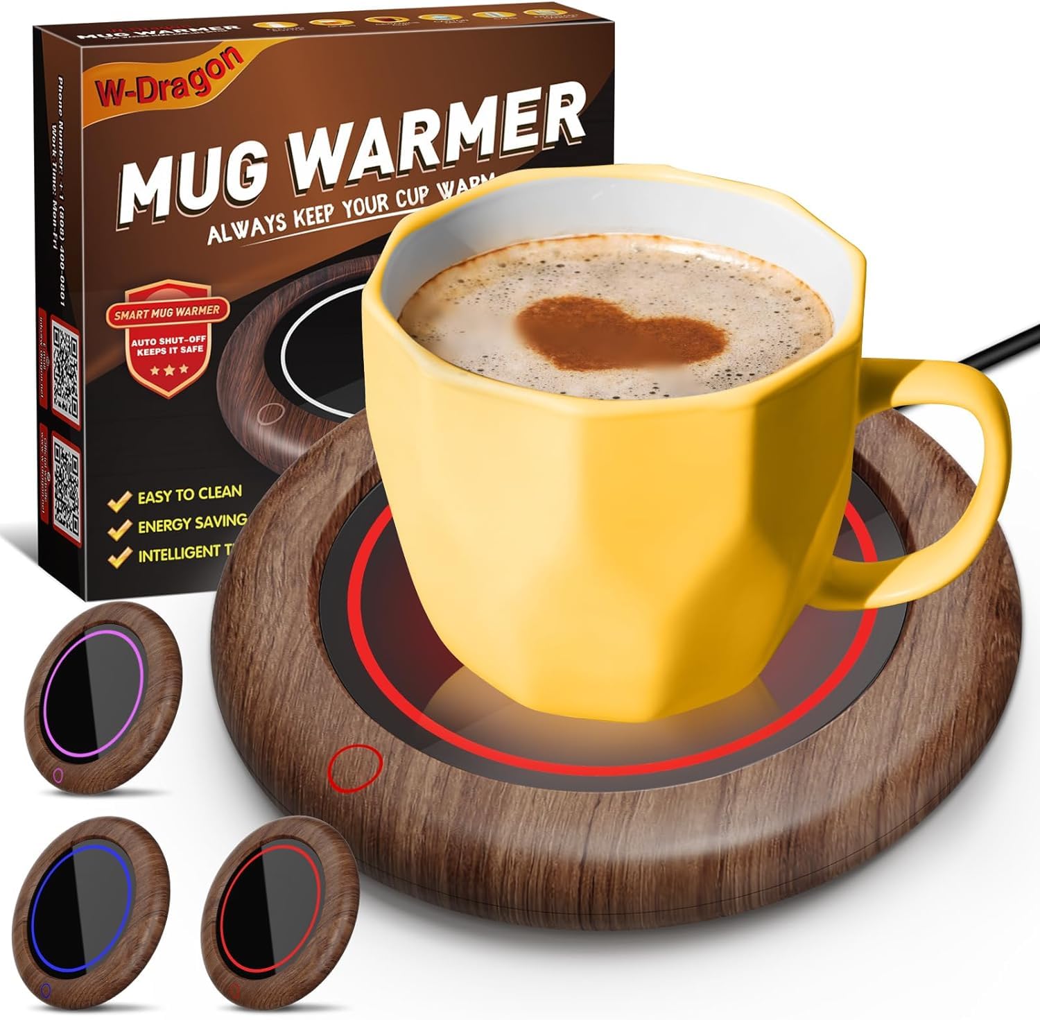 Coffee Mug Warmer, Coffee Cup Warmer for Desk with 3 Temp Settings, Auto Shut Off, Smart Candle Warmer for Coffee Tea Water Milk and Coco - Ideal Coffee Accessories Gifts Keep Beverages Coffee Warmer