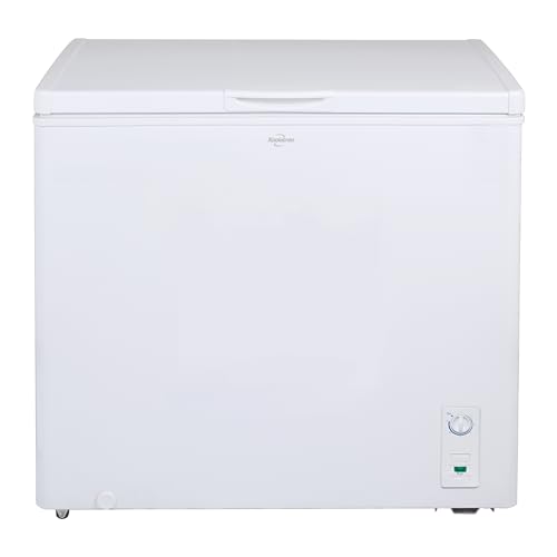 Koolatron 7.0 CuFt Chest Freezer with Manual Defrost Removable Storage Basket Adjustable Thermostat Quiet Compressor Cooling Stay-Open Lid Energy Efficient Deep Freezer for Home Basement Garage