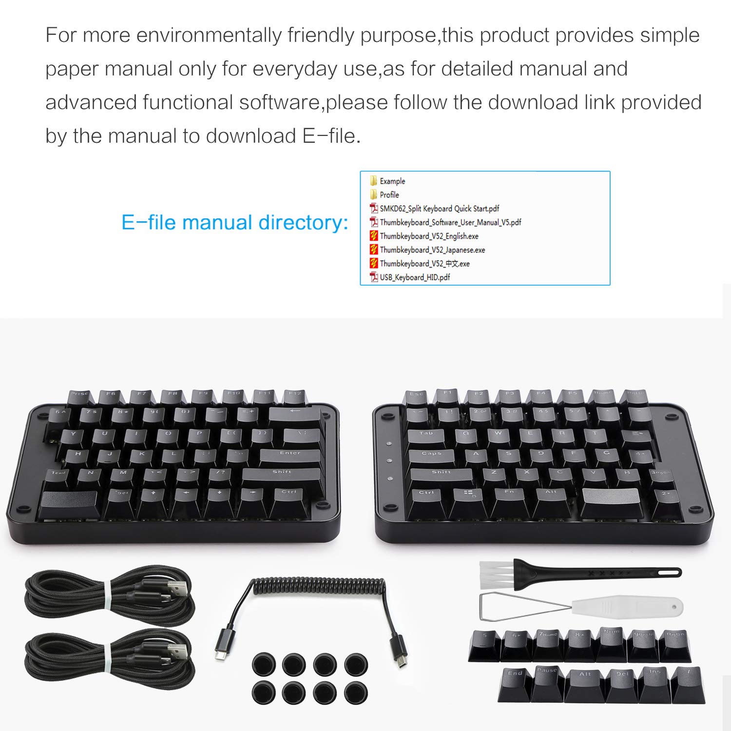 Koolertron Programmable Split Mechanical Keyboard, All 89 Keys Programmable Ergonomic Keypad with OEM Gateron Black Switch, 8 Macro Keys - [SMKD62] Black (OEM Switch White Backlit)