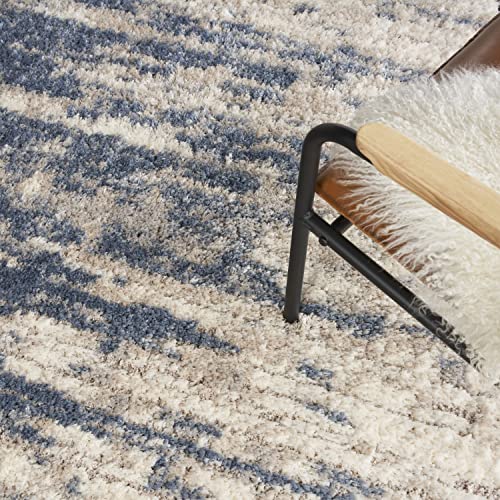 Nourison Luxurious Shag Modern & Contemporary Light Blue Grey 6'7" x 9'2" Area -Rug, Easy -Cleaning, Non Shedding, Bed Room, Living Room, Dining Room, Kitchen (7x9)