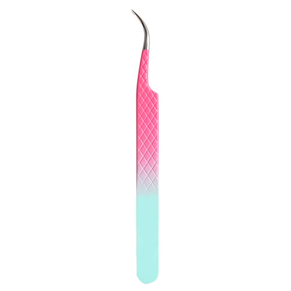 Dassen Lash Tweezers for Eyelash Extension-Professional Lashing Tweezers for Mega Volume Mink Eyelashes Extensions Applying Thin Tips Eyelash Extension Tweezers Gradient Pink Tweezers