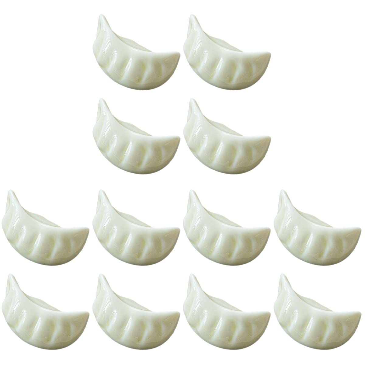 Ceramic Chopstick Holder Rest 12Pcs Ceramic Dumplings Chopsticks Rest Holders, Chopstick Rest Spoon Fork Stand Holder (Dumpling appearance) Porcelain Chopsticks Rest