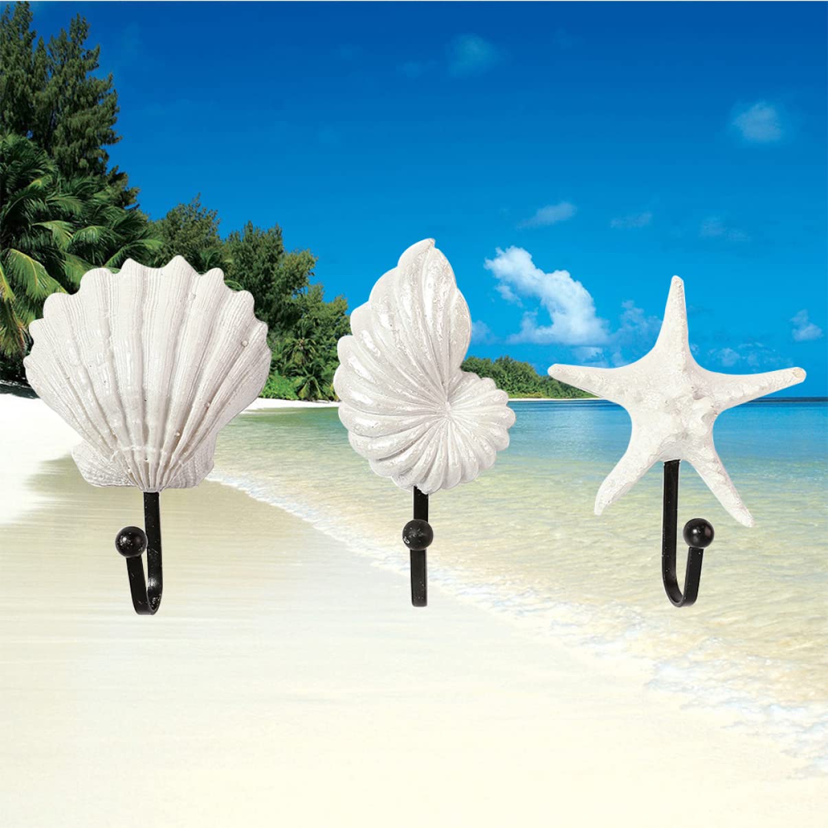 COHEALI Retro Decor Decor Coats Conch or Themed Hat Hanging Kitchen Clothes Hooks Hangers Decorations Beach Towel Star Bathroom Wall for Bedroom Towels Decorative Sea Coat Retro 3pcs