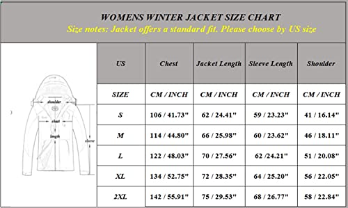 INVACHI Ladies Ski Jackets Waterproof Windproof Winter Coat With Detachable Hood
