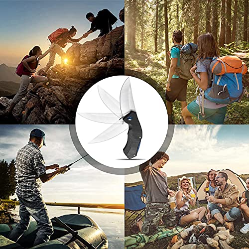 Eafengrow Moon Folding Knife D2 Steel Blade G10 Handle Scales Pocket Knife Outdoor EDC Tool Knifes(Moon-black)