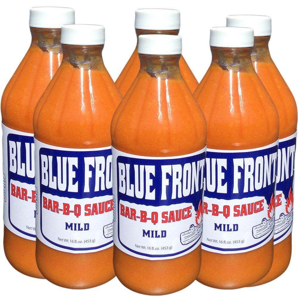 BLUE FRONT BAR-B-Q Sauce “COMBO 6 PAK” (6) 16oz Bottles (3 - Hot) (3 - Mild) - Pleasing BBQ lovers for over 40 years