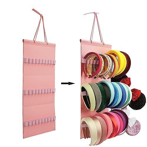 JOYMOMO Hanging Headband Holder for Girls,Felt Headband Organizer Headband Storage Holder Organizer for Headband (Without Headbands) (Pink)