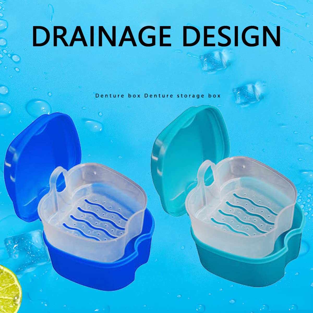 Denture Case, 2 Pcs Denture Cup with Basket, False Teeth Storage Box with Strainer, Mouth Guard Denture Bath Box for Oral Care