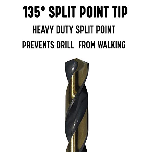 Drill America 11/32" High Speed Steel Black & Gold KFD Split Point Drill Bit with 3-Flat Shank (Pack of 6), KFDML Series