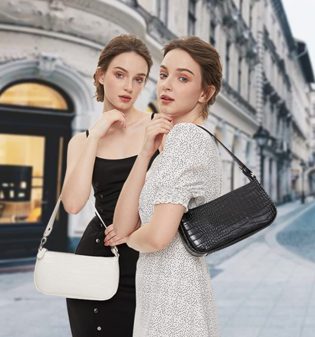 Shoulder Bags for Women Small Y2K White Purse Tote Handbag Clutch 90s Retro Classic