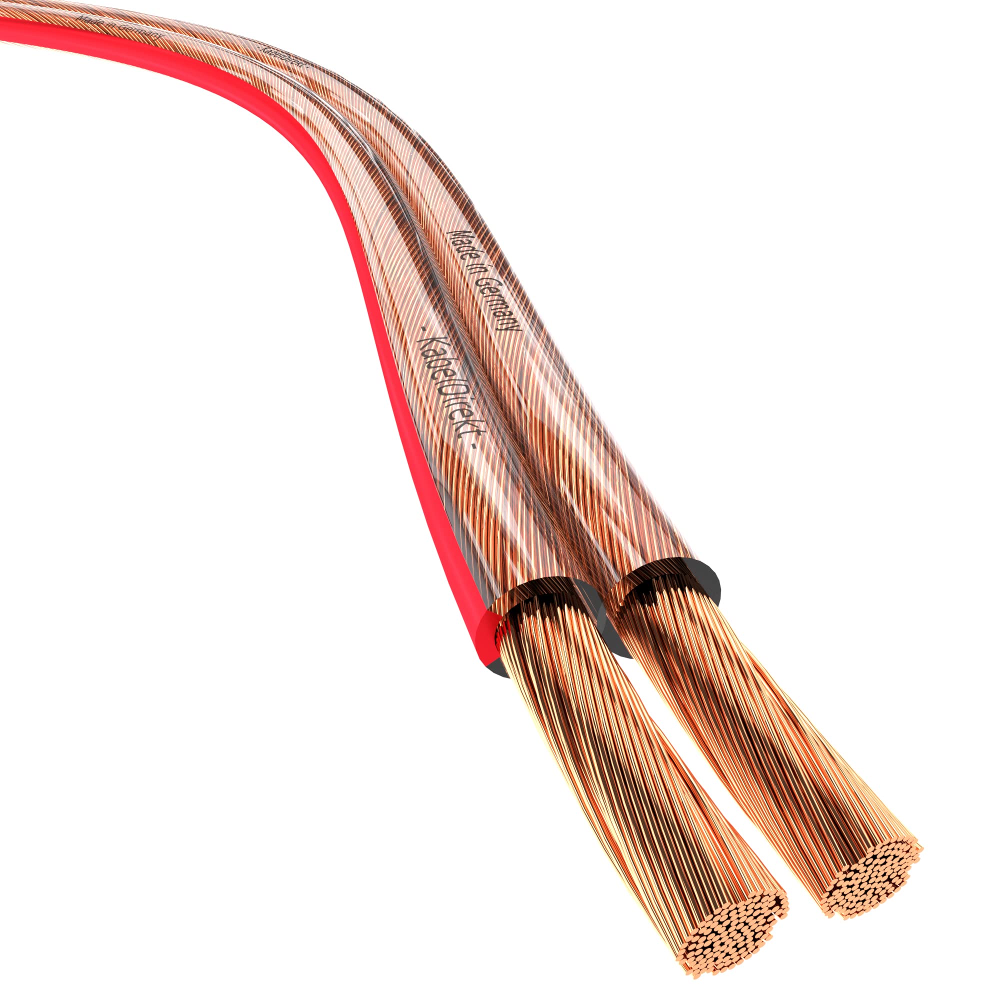 KabelDirekt ā Pure Copper Stereo Audio Speaker Wire & Cable ā Made in Germany ā 14 AWG Gauge ā 100 feet ā (for HiFi Speakers and Surround Sound Systems, Pure Copper, with Polarity Markings)