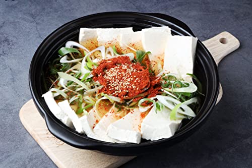 GREATUS Korean Dojagi J Pot/Korean Stone Pot with lid, Stone Bowl for Kimchi Budae Sundubu Stew(Large)