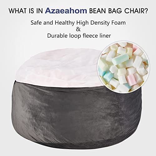 Homguava Bean Bag Chair: 6' Bean Bags with Memory Foam Filled, Large Beanbag Chairs Soft Sofa with Dutch Velet Cover (Grey, 6FT)