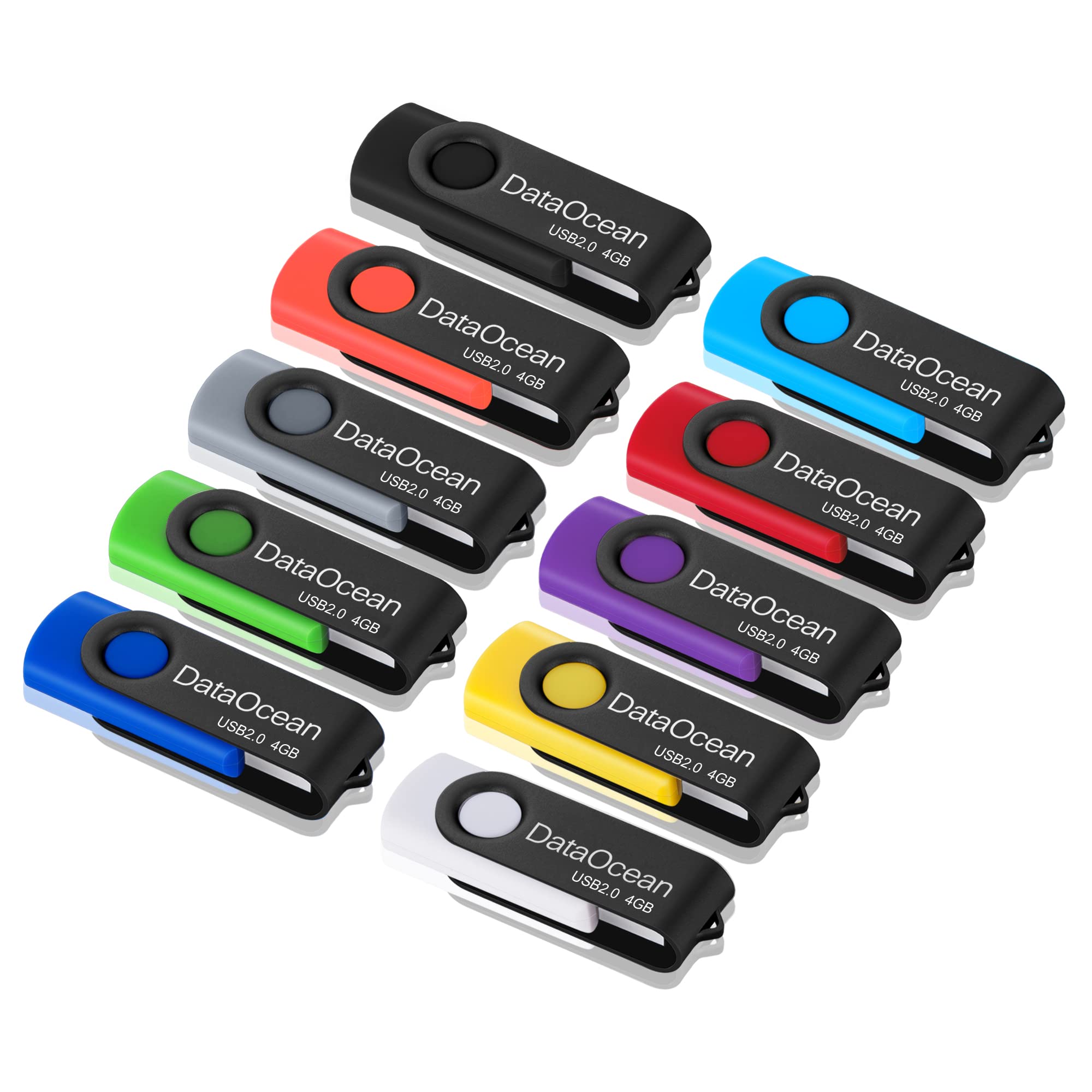DataOcean 10 Pack 64GB USB 2.0 Flash Drive Memory Stick Thumb Drives (64GB X 10 Mixed Colors)