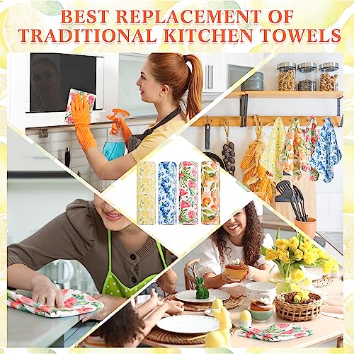 Maxdot 4 Rolls 48 pcs Reusable Paper Towels Roll Washable Cotton Flannel kitchen Towels Absorbent Paperless Cloth Towels with Cardboard Replacement Alternative Towel for Kitchen Cleaning Housekeeping