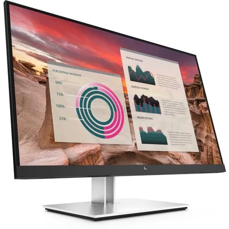 HP E27u G4 QHD USB-C 27 Inch Monitor Desktop PC IPS LCD 60Hz 5ms 16:9 Anti-glare Pivot Height Adjustable VESA Mountable DisplayPort HDMI Port USB Hub Computer Screen, Black/Silver (Renewed)
