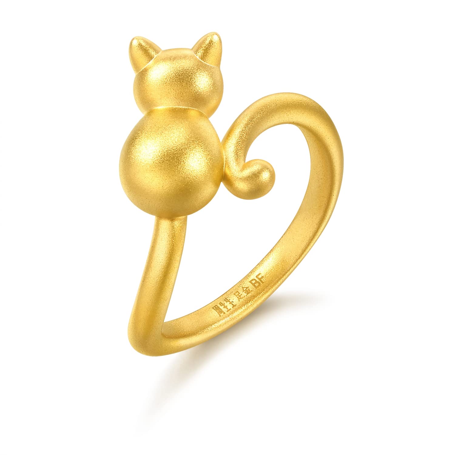 CHOW SANG SANG 999 24K Solid Gold Cute Kitten Band Ring for Women 93770R | Our Size 12 / US 5.5