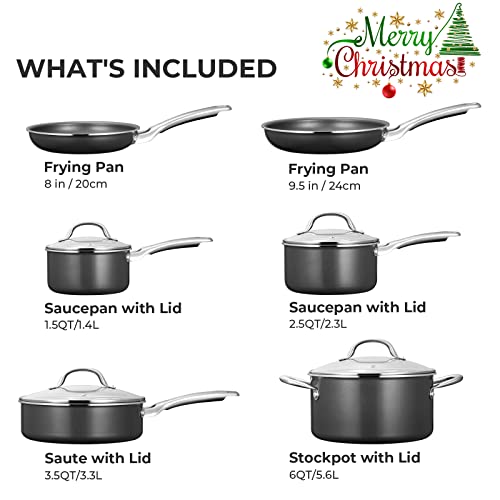 Induction Cookware 10 Piece, Fadware Pots and Pans Set Nonstick, Oven & Dishwasher Safe Cookware, Kitchen Cooking Pan Set with Glass Lids, Includes Frying Pans, Saute Pan, Saucepans & Stockpot, Black