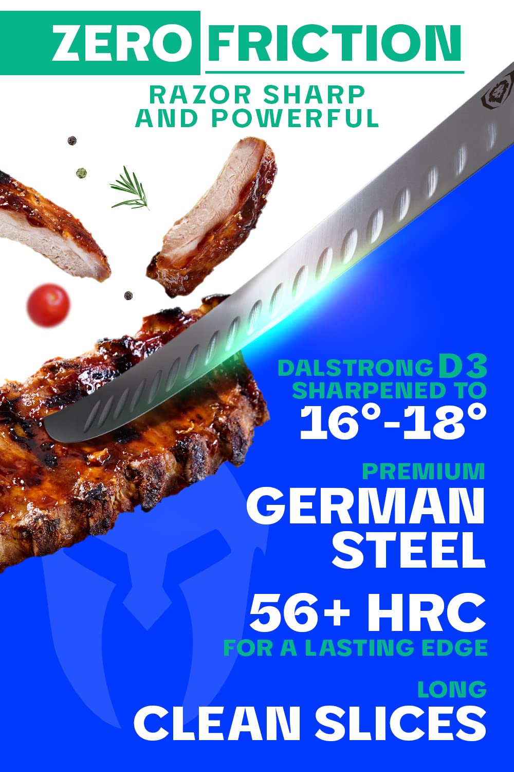 Dalstrong The Gladiator Series Elite Butcher Breaking Cimitar Knife 10" Slicer Bundled with Gladiator Series Elite Honing Steel 10" Rod