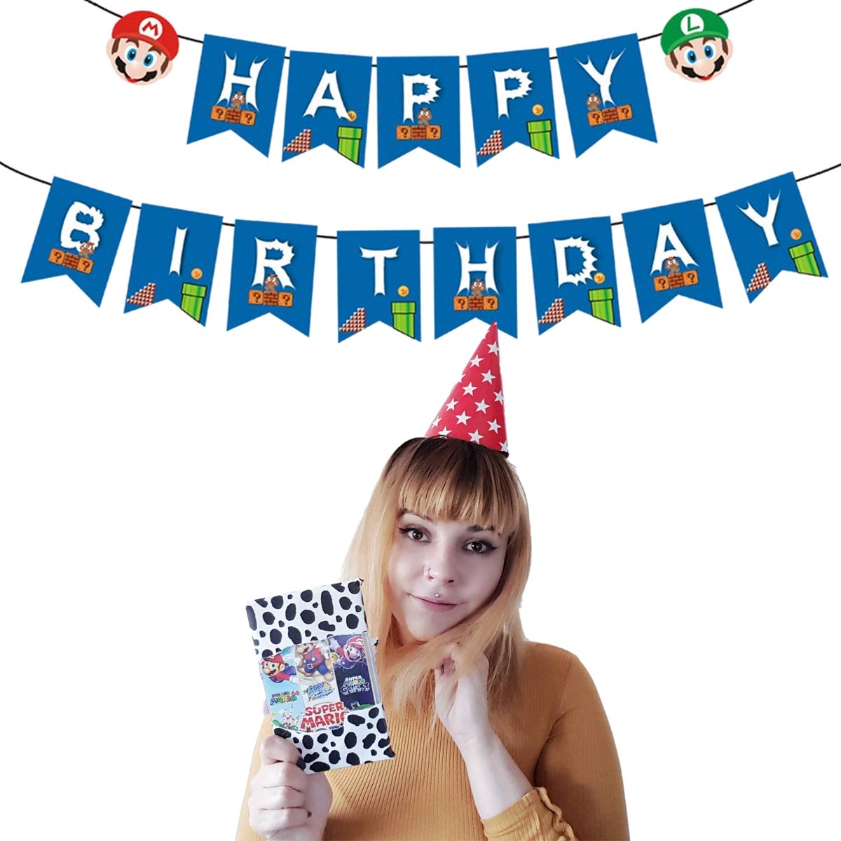 Birthday Banner For Mario, Video Games Birthday Theme Party Supplies,Video Games Birthday Party Decoration