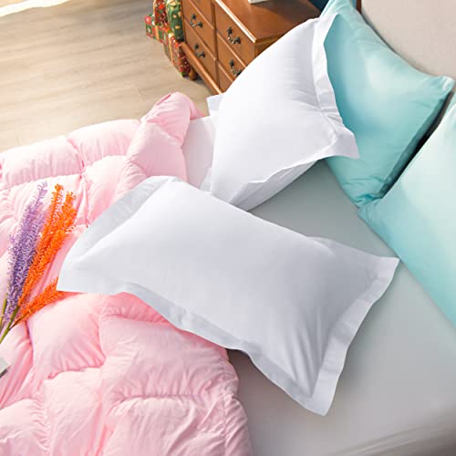 NTBAY 100% Brushed Microfiber Standard Pillow Shams Set of 2, Super Soft and Cozy, Wrinkle, Fade, Stain Resistant 20x26 Inches Oxford Pillowcases, White