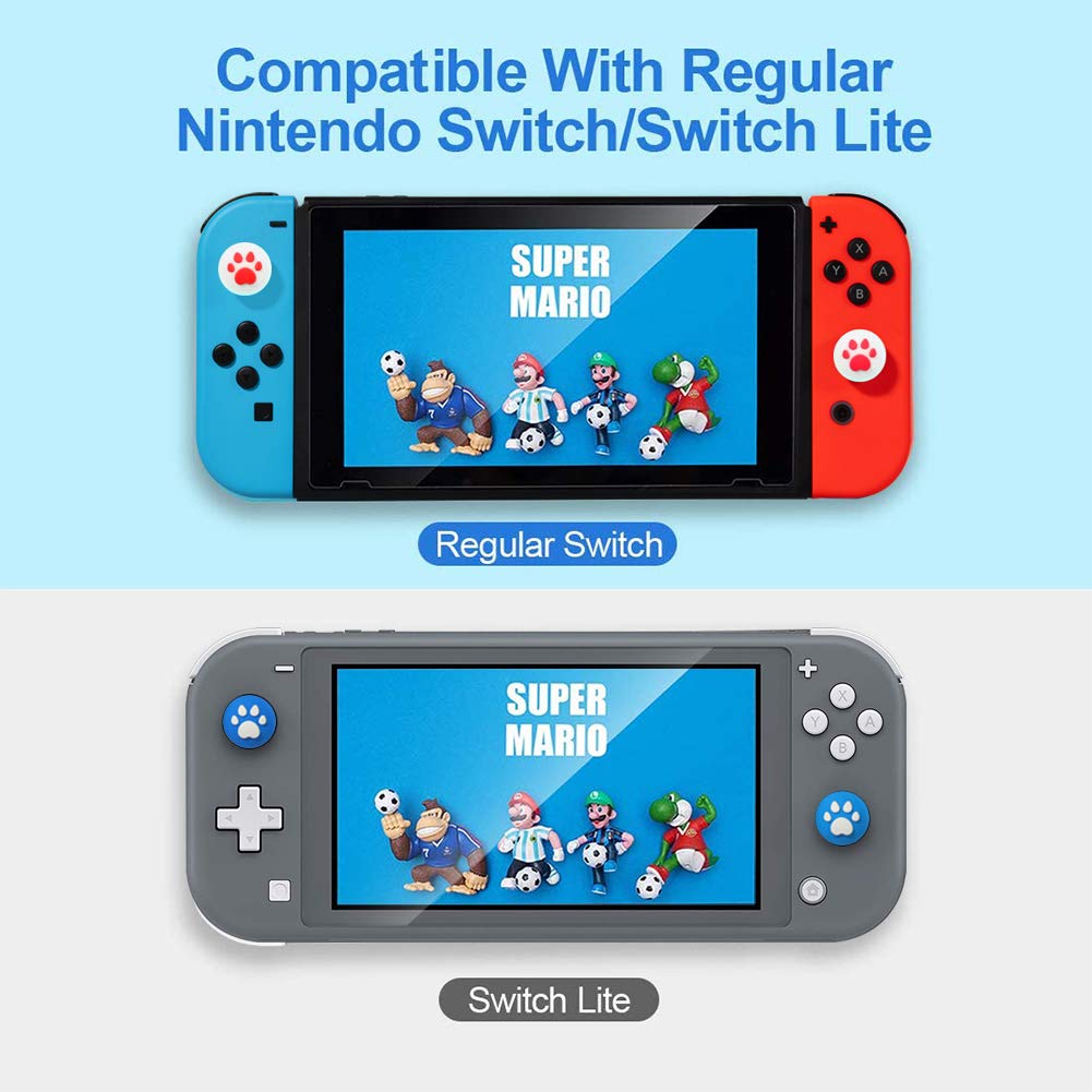 Oritikur Cat Claw Thumb Grips Compatible with Nintendo Switch & Lite, Soft Silicone Game Remote Joystick Thumbstick Caps Analog Stick Cover Skin Decal Accessories for NS Joy-Con Joycon Controller