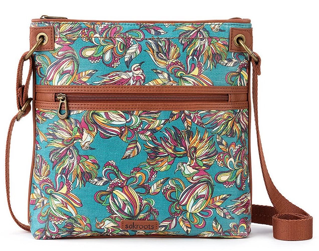 Sakroots Artist Circle Flat Crossbody, Teal Treehouse
