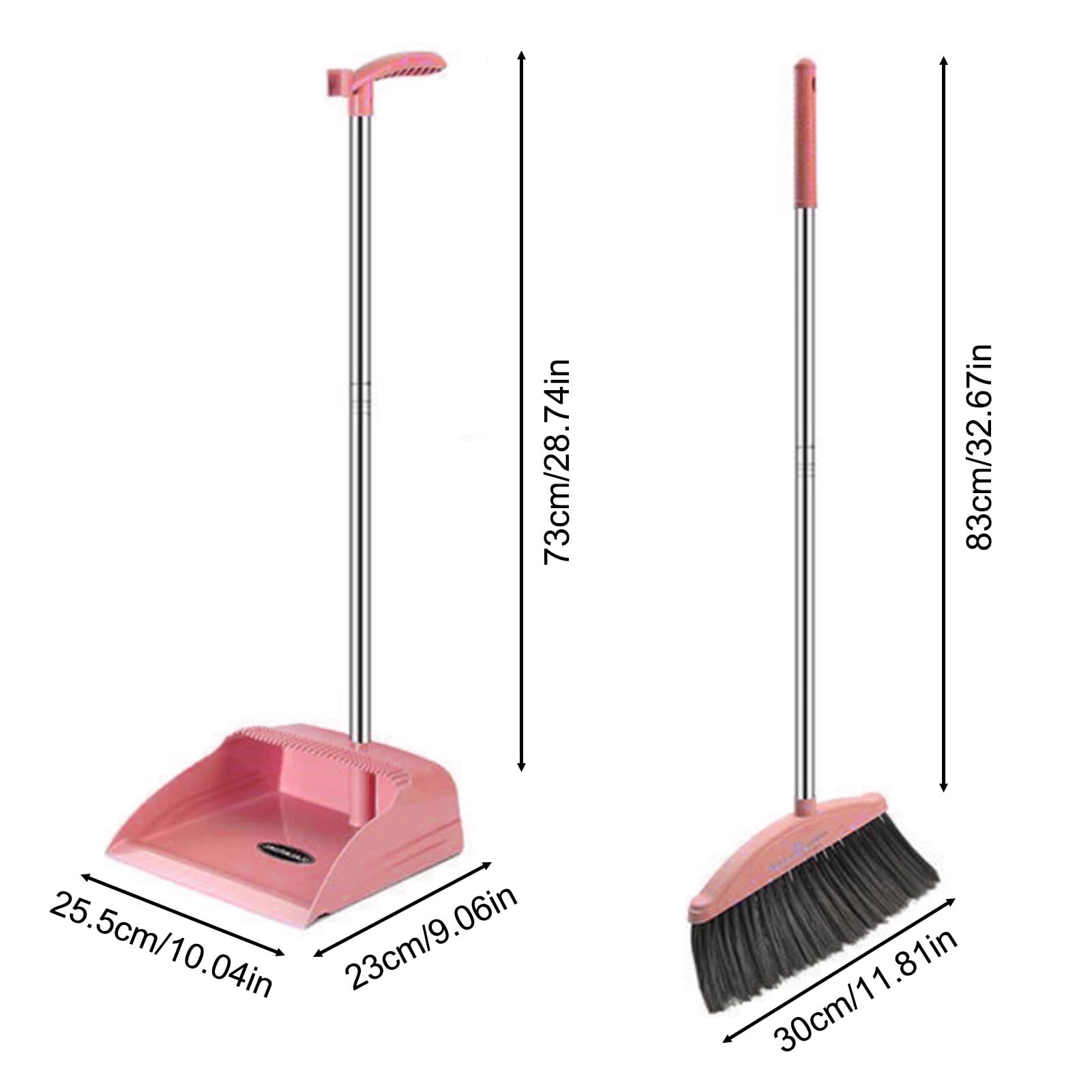 Broom and Dustpan Comb Set, Long Handle Sweeping Broom for Indoor, Broom & Dustpan Set for Home, Upright Standing Dust Pan with Comb Teeth, Store Sweep Set for Room Kitchen Lobby Offic Floor Cleaning