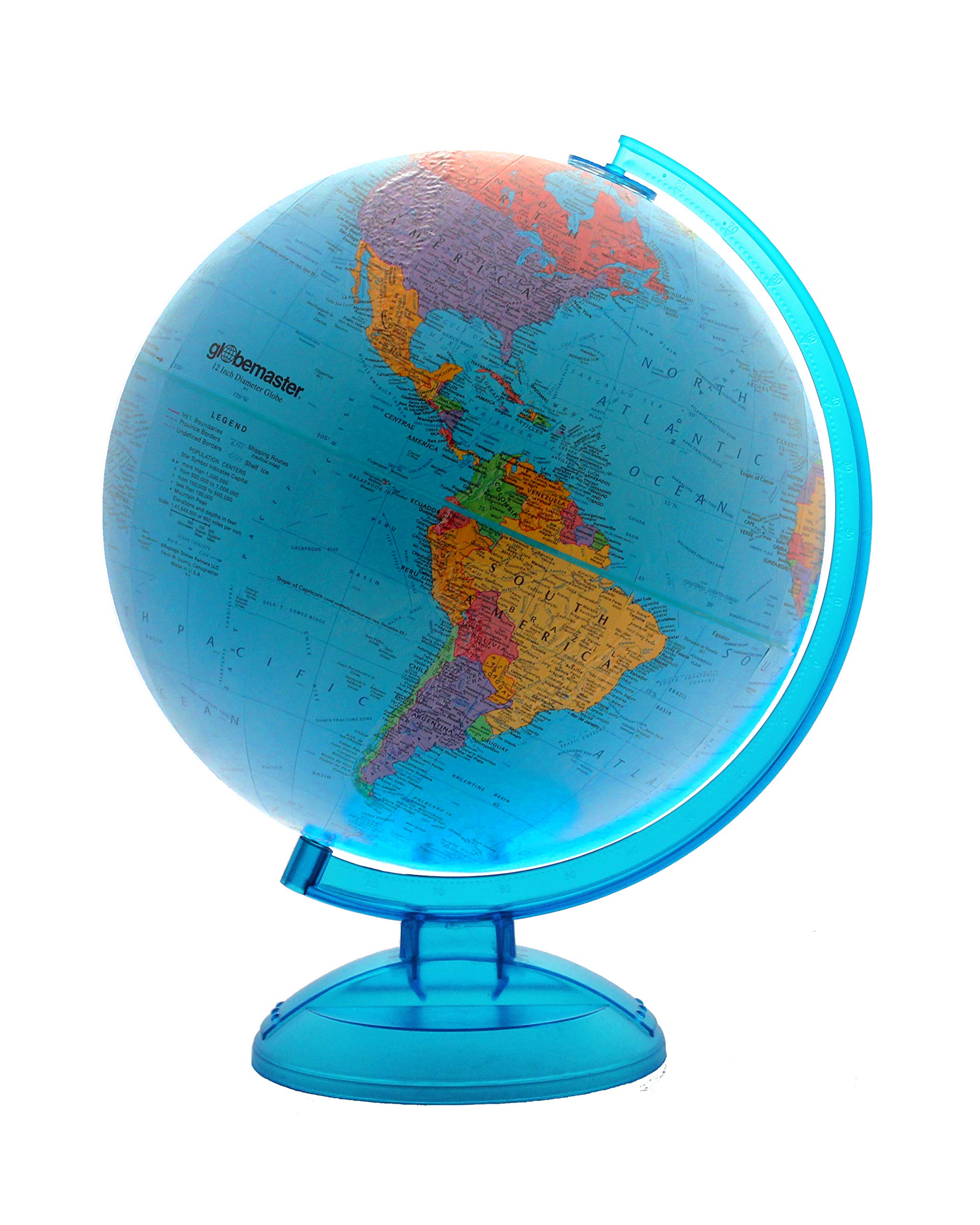 Blue Ocean World Globe By Globemaster, Desktop, English (12"/30 Centimeter Diameter)
