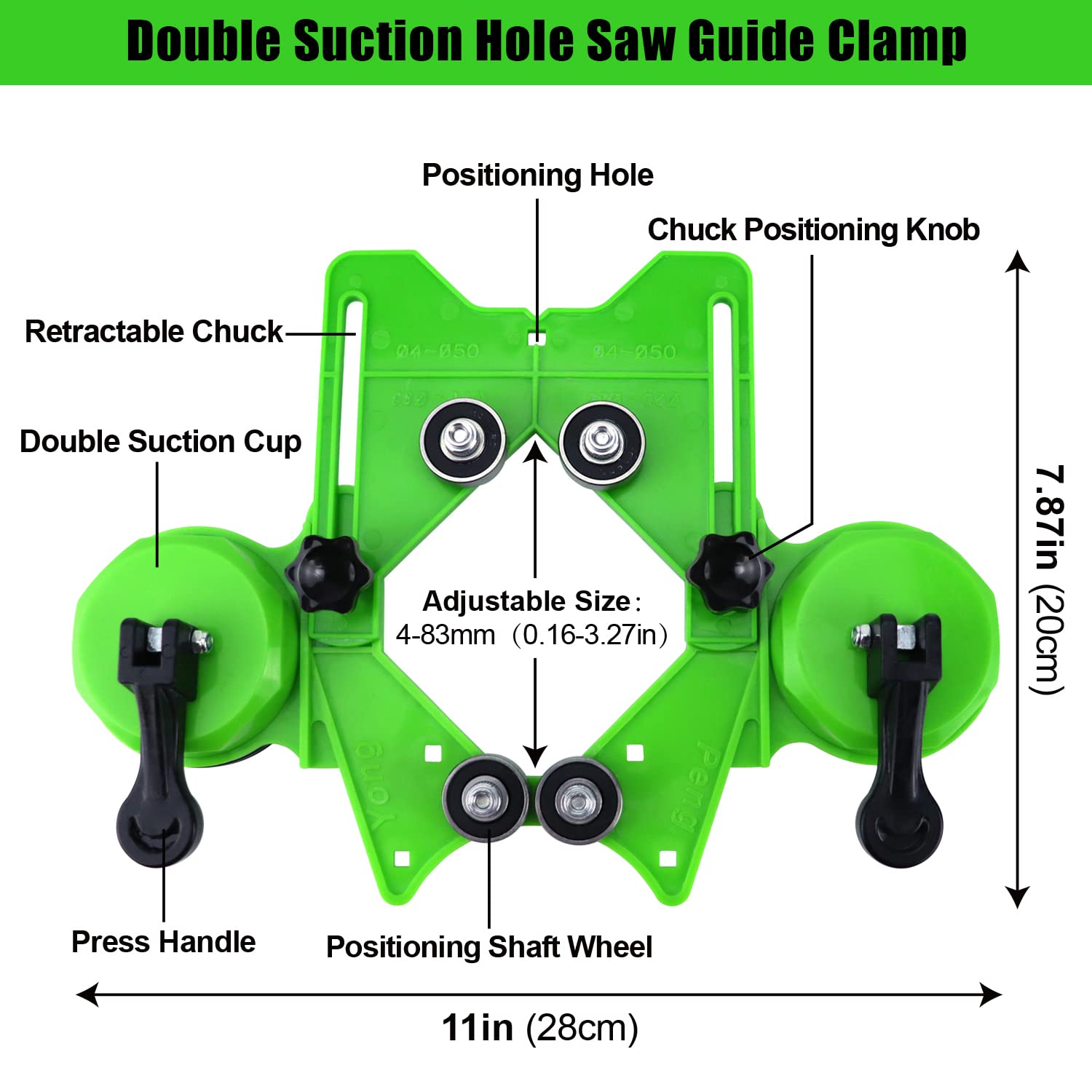 Diamond Hole Saw Kit 17PCS Drill Bits Sets with Double Suction Cups Guide Jig Fixture from 4mm-83mm Hollow Drill Set for Ceramic, Glass, Tile, Porcelain, Marble, Granite
