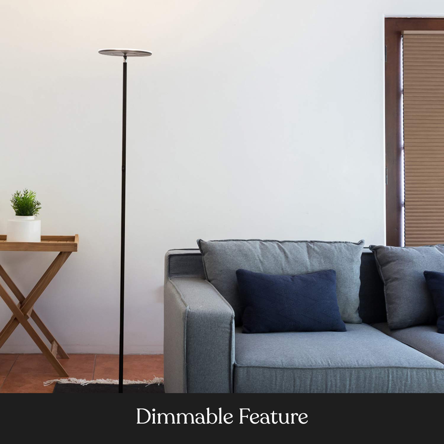 Brightech Sky Flux Dimmable LED Floor Lamp β Super Bright Floor Lamp for Living Room and Offices β Torchiere Standing Lamp with 3 Light Options, Tall Lamp for Bedroom Reading and More - Black