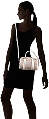 Calvin Klein Blake Top Zip Mini Satchel Crossbody, Almond/Taupe/Cherub White Logo,One Size