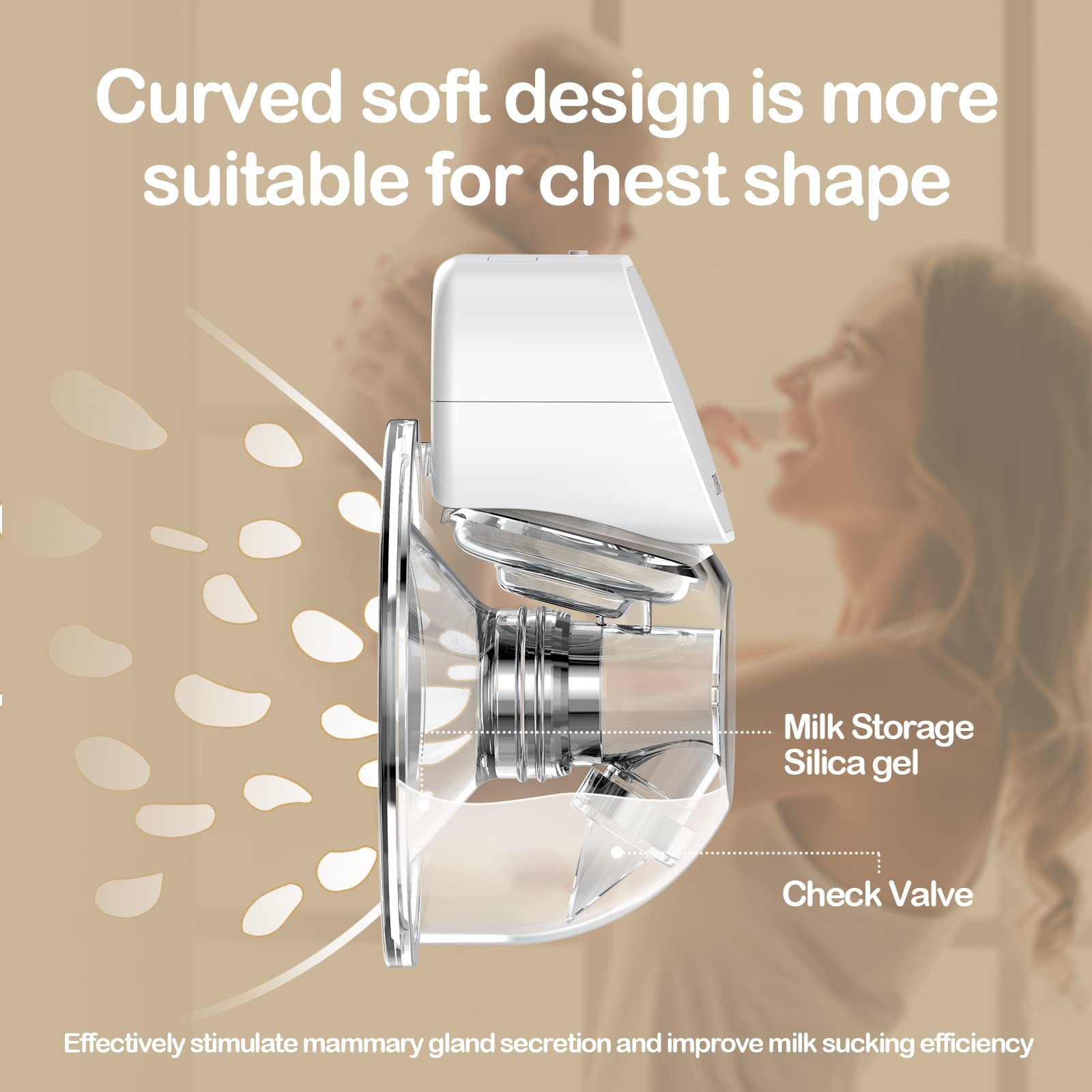 Breast Pump,Wearable Breast Pump,Breast Pump Hands Free,Hands Free Breast Pump,Low Noise,Painless Massage and Breast Suction 2Modes,5Levels Electric Breast Pump Portable,24mm Flange