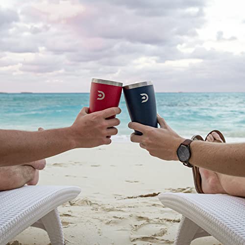 DrinkTanksĀ® Insulated Craft Pint Cup 2-Pack - Two 16 oz Vacuum Insulated Stainless Steel Mugs with Lids; Hot/Cold perfect for coffee, tea, beer, cocktails, wine; Dishwasher Safe (Obsidian)
