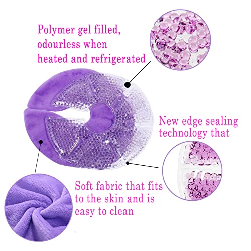Breast Therapy Pads - Reusable Hot and Cold Therapy Breastfeeding Gel Pads, Boost Milk Let-Down with Gel Bead Pads for Breastfeeding Moms,Mastitis, Engorgement (Purple)