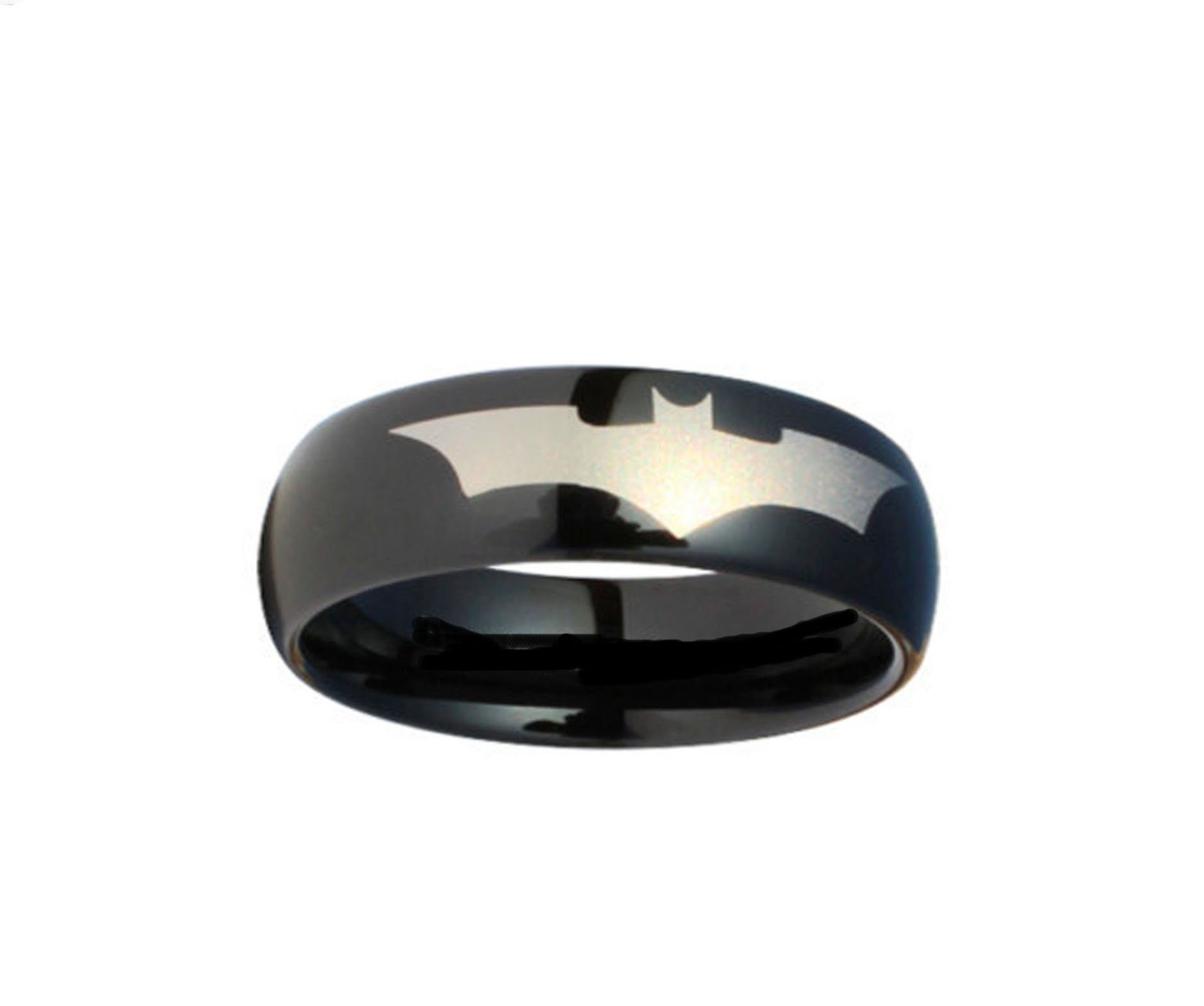 blue palm jewelry Batman Print on a Black Tungsten Carbide DC Width 8 mm Band Ring Size 7-13 R162