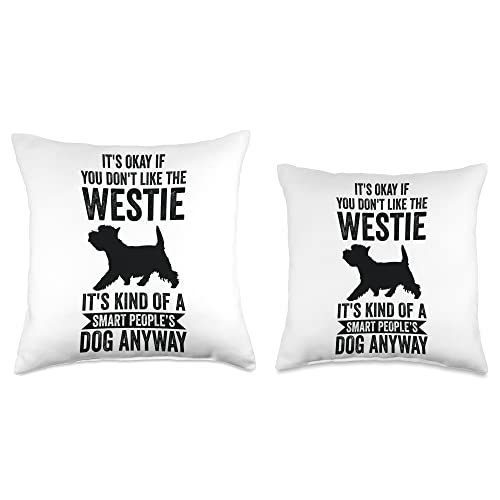 Funny Westie Gift for Men & Women It's A Smart People's Dog Anyway-Westie Throw Pillow, 18x18, Multicolor