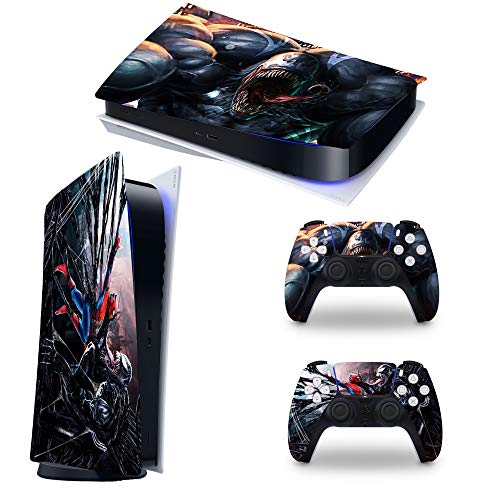 Black Hero PS5 Standard Edition Console and Controller 5 Controller Skin Set - PlayStation 5 Vinyl