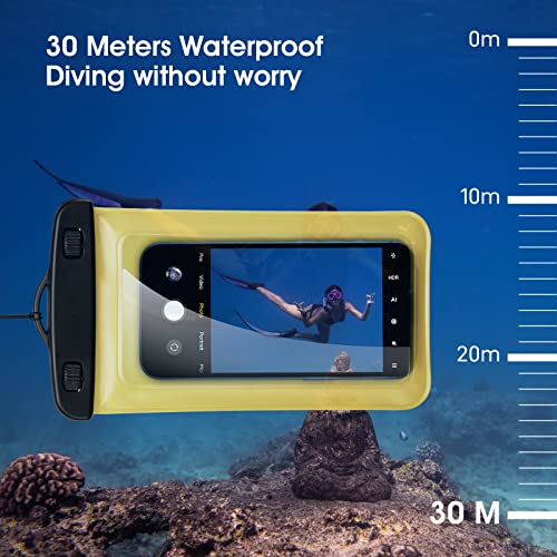 MILPROX Waterproof Phone Holder Pouch, [2 Pack] Universal Float Dry Bag，IPX8 Underwater Fanny Pack Phone Case with Neck Arm Waist Strap for All iPhone Galaxy Pixel Phone Up to 7.0" -Yellow