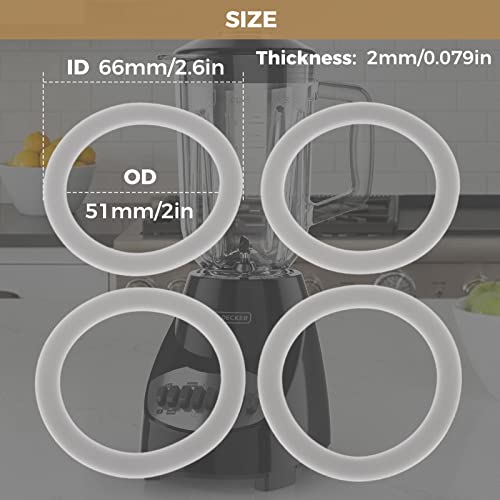 Replacement for Black and Decker Blender Gasket Rubber Seal Gasket Sealing O-Ring, Replace 132812-07, Compatible with Black & Decker Blender BL1900 BL3900 BL4900 BL5000 BL5900 BL6000 (Pack of 4)