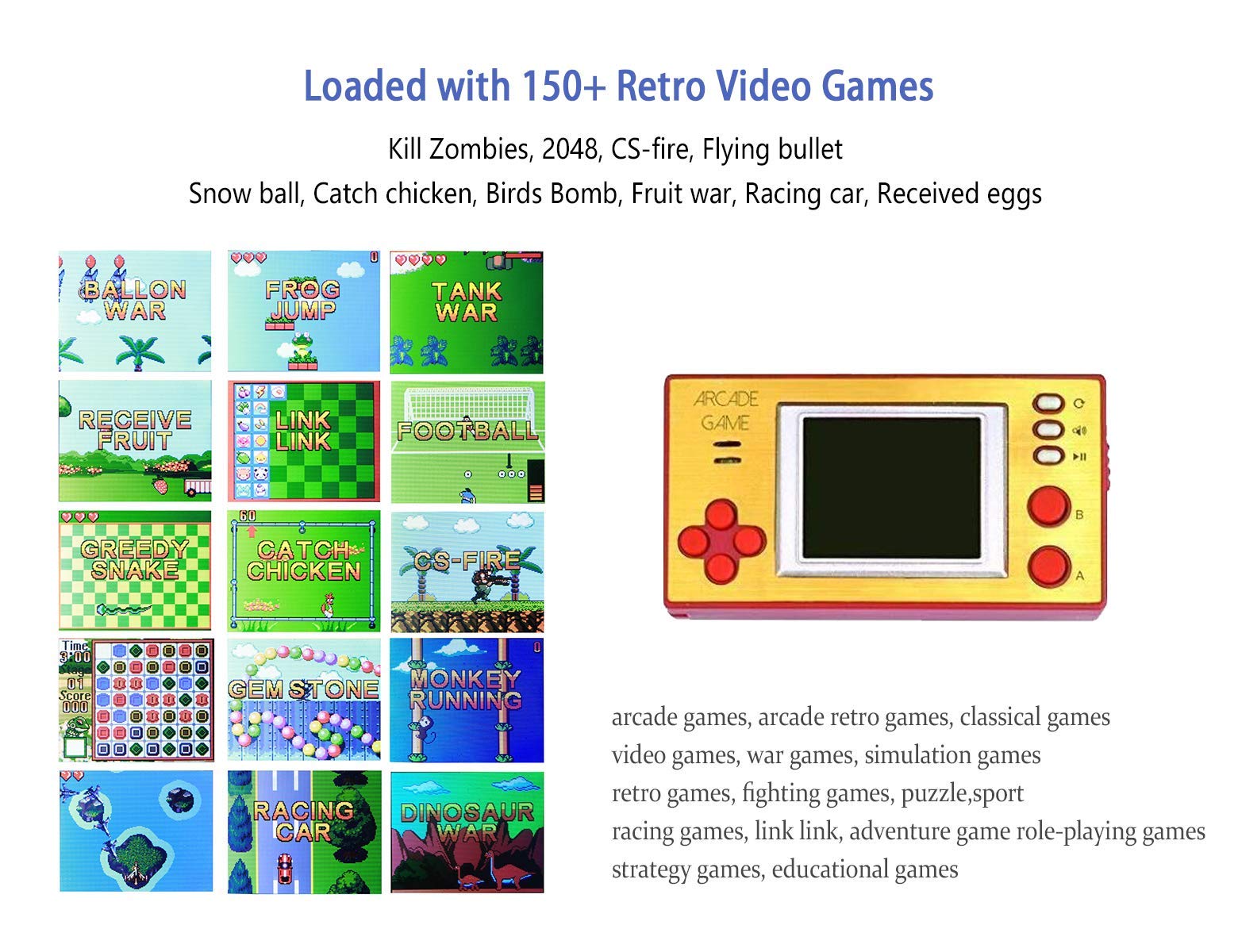 LEHAWU Handheld Portable Arcade Video Game Console iWawa Retro Pocket 150+ Games for Kids to Adult