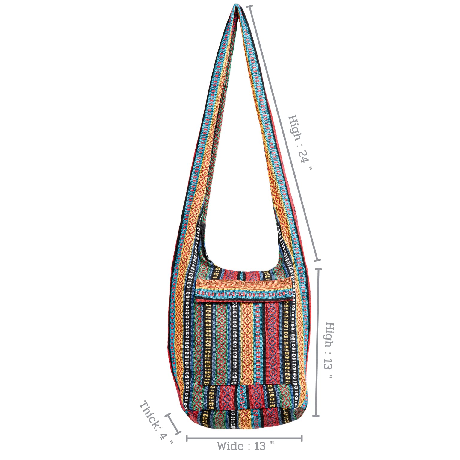 ChuanChom Naka Sling Crossbody Boho Handbag Hand Woven Fabric Crossbody Bags For Women (ฺBlack-White No.2)