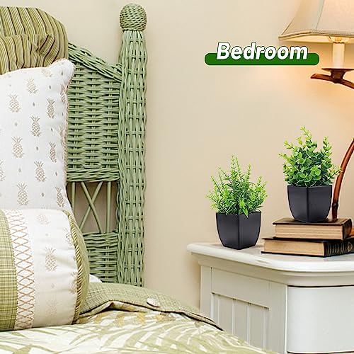Der Rose Set of 4 Packs Small Fake Plants Mini Artificial Faux Plants Indoor for Bathroom Farmhouse Room Table Decor