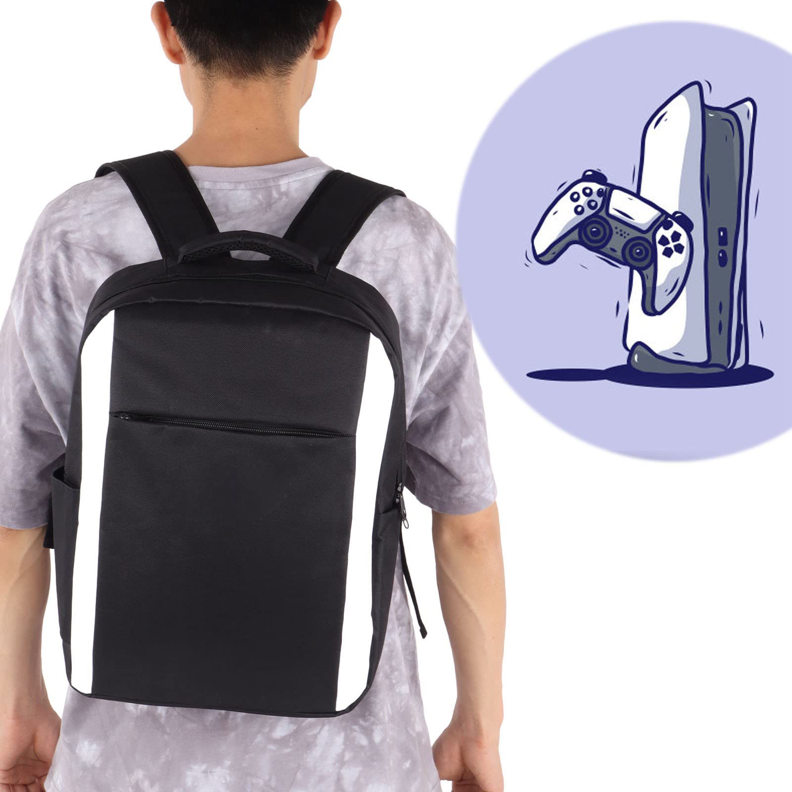 Sanpyl Gaming Console Backpack, Game Console Carrying Case Multifunction PlayStation5 Console Storage Backpack Portable Shockproof Travel Backpack Bag