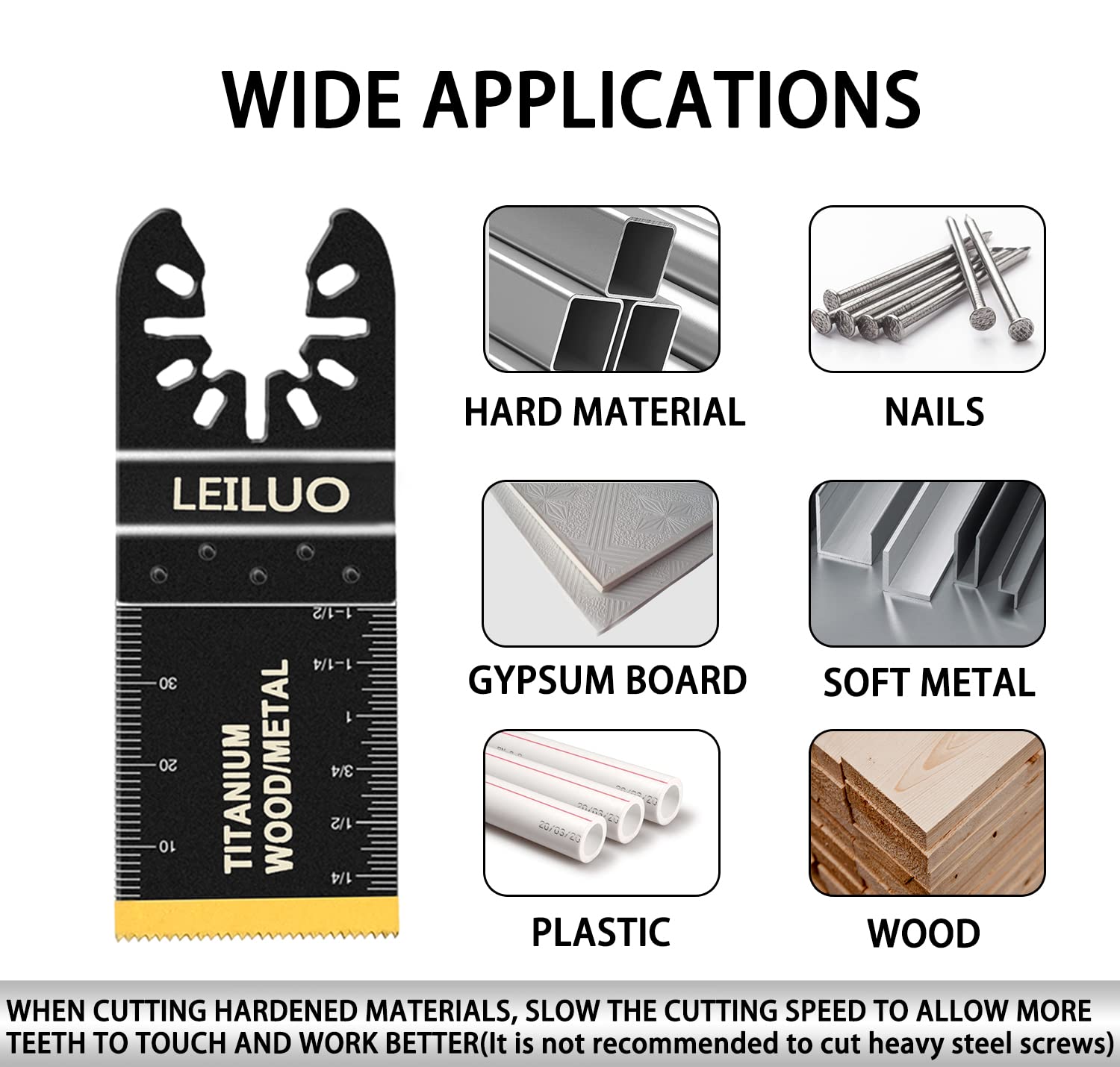 LEILUO 5 Pcs Titanium Multitool Blade Kits for Wood Nails Drywall Cutting Oscillating Saw Blades Universal Oscillating Tool Accessories with Storage Bag Compatible with DeWalt Makita Dremel and More