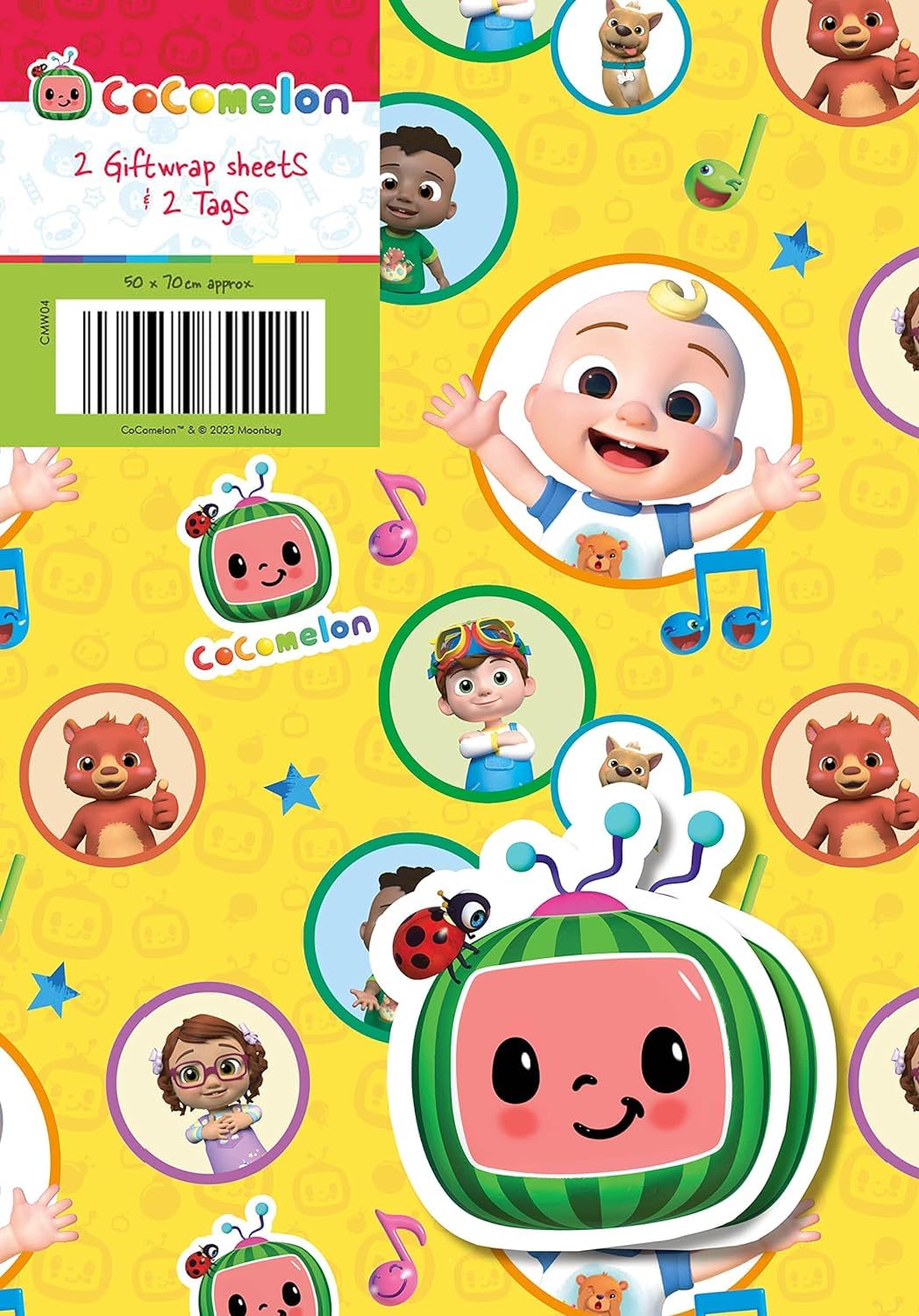 Danilo Cocomelon Wrapping Paper, Cocomelon 2 Sheet 2 Tag Wrapping Paper, Birthday Wrapping Paper