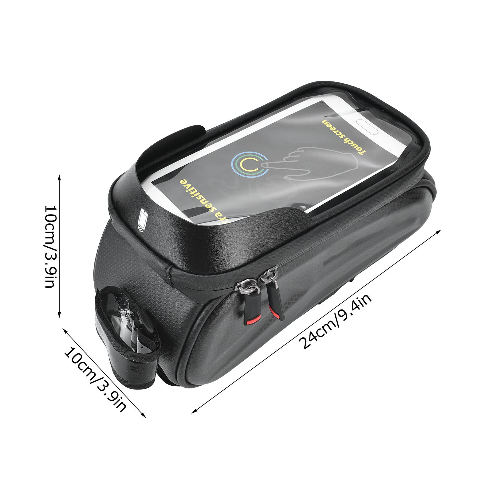 Boxwizard Bicycle Bag Waterproof Mountain Road Bicycle Front Frame Tube Saddle Bag Touch Screen Phone Holder for Outdoor Sports Cycling
