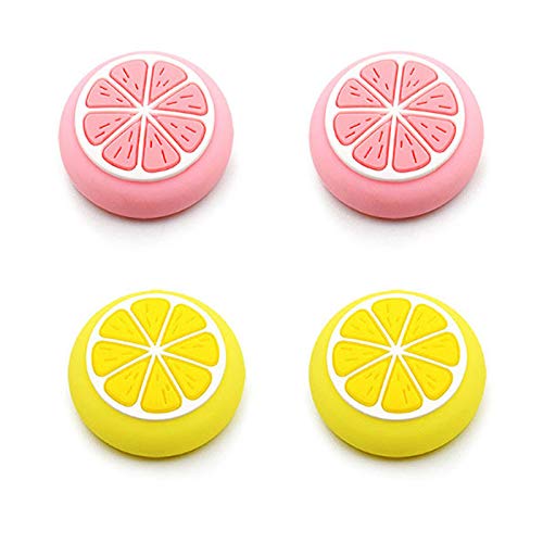 Lemon Joystick Thumb Grips Cover Stick Thumbstick Caps for Nintendo Switch NS Nitendo Switch Lite NS JoyCon 4PCS (2 Pink 2 Yellow)